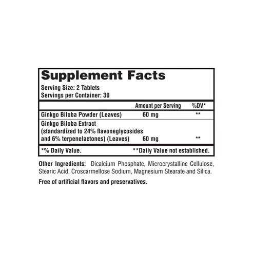 Ginkgo Biloba 60mg 60 Tabs – LuxoBox