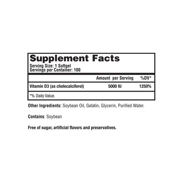 Vitamin D3 5000 IU 100 Softgels – LuxoBox